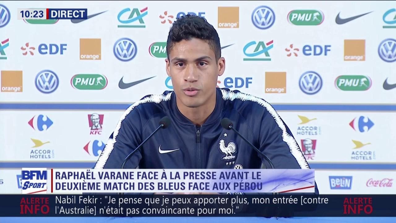 Équipe de France : Varane n'a "pas senti de fébrilité chez Umtiti"