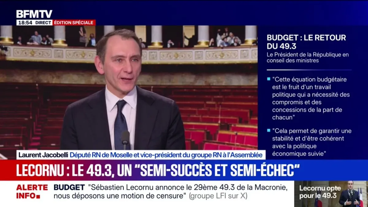 Pour Laurent Jacobelli, député (RN), avec le 49.3 "Sébastien Lecornu ...