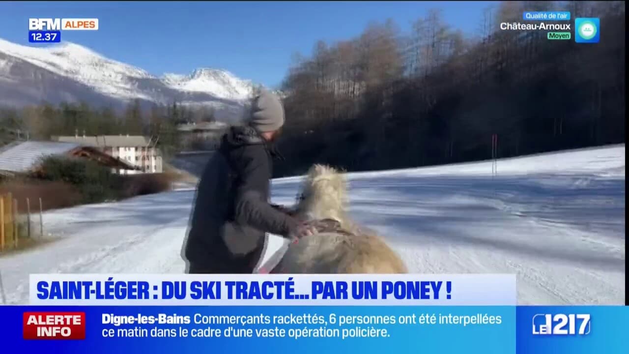 Saint-Léger-les-Mélèzes: du ski tracté par un poney