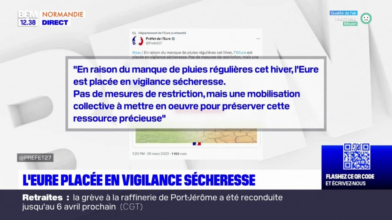 Sécheresse: le département de l'Eure placé en vigilance Sécheresse: le département de l'Eure placé en vigilance