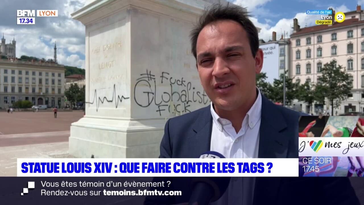 Statue de Louis XIV taguée à Lyon: le maire du 2e arrondissement ...