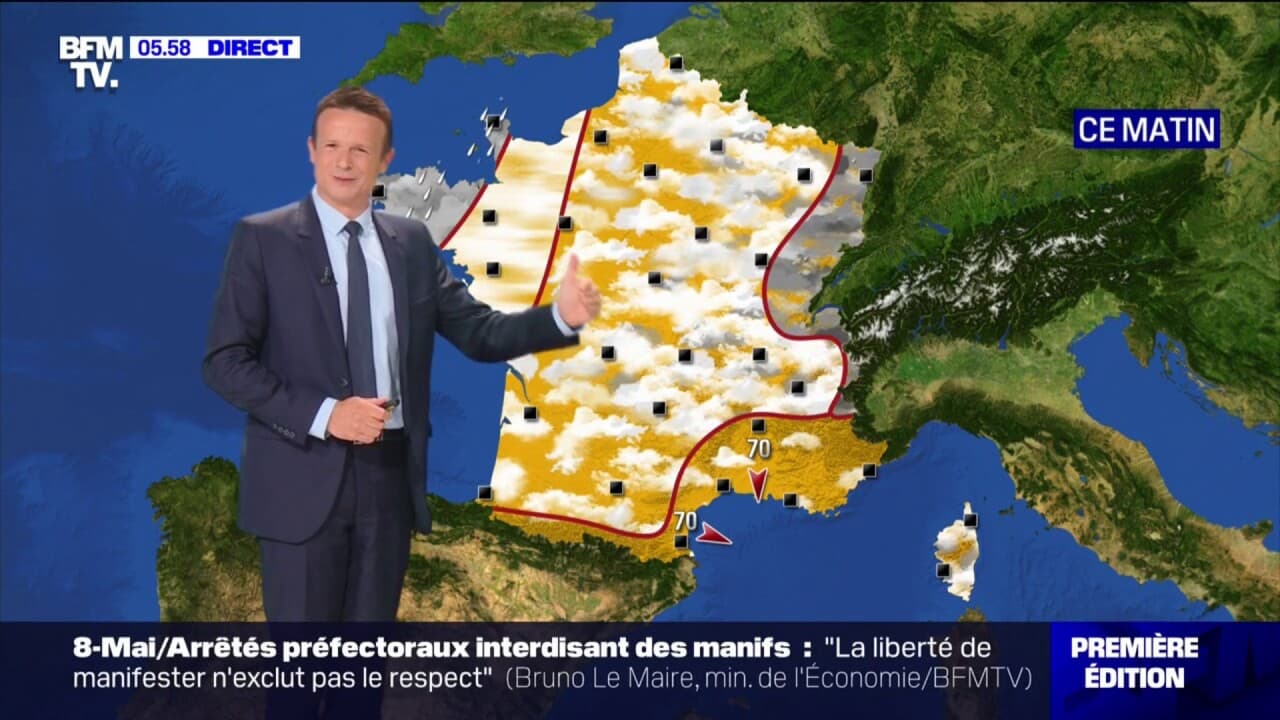 Un temps sec sur une large partie du pays ce lundi, quelques averses ...