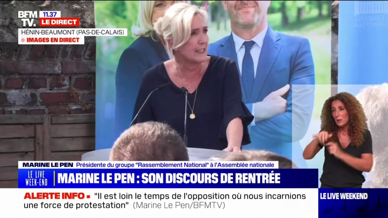 Marine Le Pen souhaite "redonner de la force aux jeunes" lors de son discours de rentrée à Hénin ...