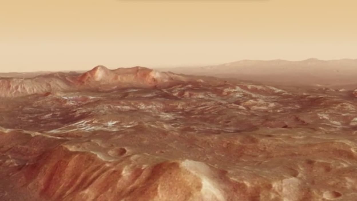 Les reliefs de Mars se révèlent dans une vidéo vue du ciel