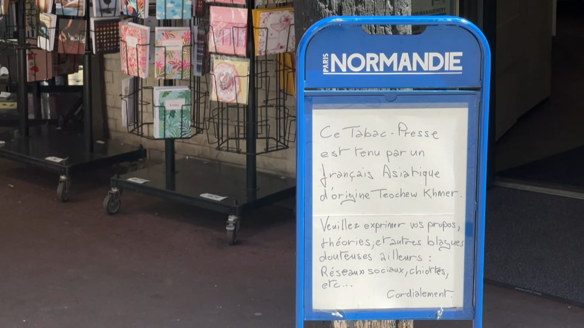 Rouen: un buraliste affiche une pancarte pour dénoncer les propos ...