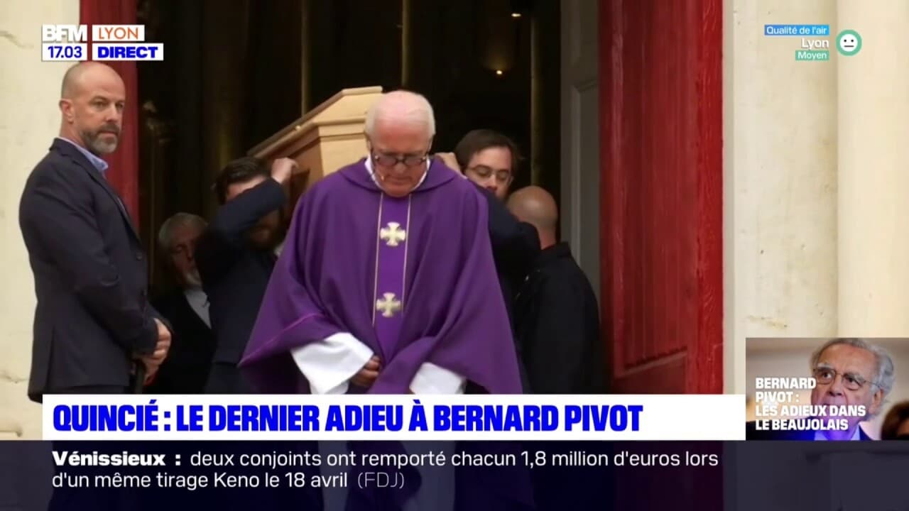 Le dernier adieu à Bernard Pivot, lors de ses obsèques à Quincié-en ...
