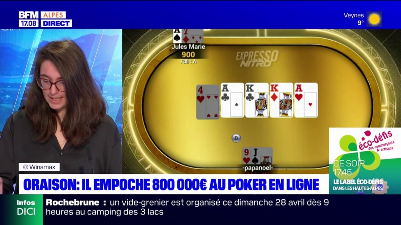 Oraison: un joueur de poker remporte 800.000 euros en trois minutes