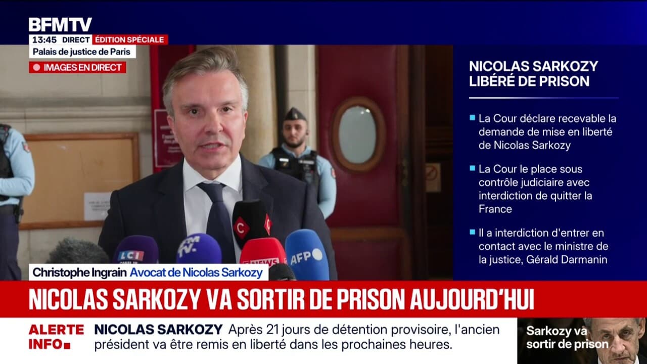 Nicolas Sarkozy libéré: "Cette décision est une application normale du ...