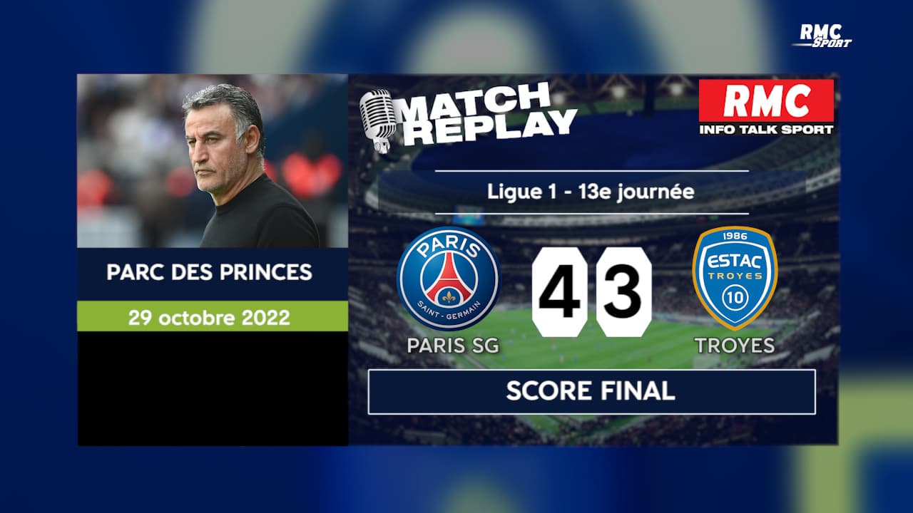 PSG 4-3 Troyes : Le goal replay de la difficile victoire du PSG avec les comm' de RMC