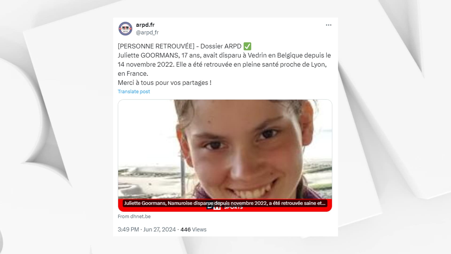 Une jeune adolescente belge retrouvée un an et demi après sa ...