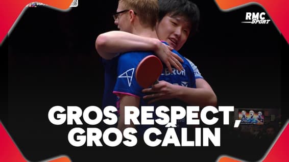 Tennis de table : Le gros câlin entre F. Lebrun et Harimoto après leur ...