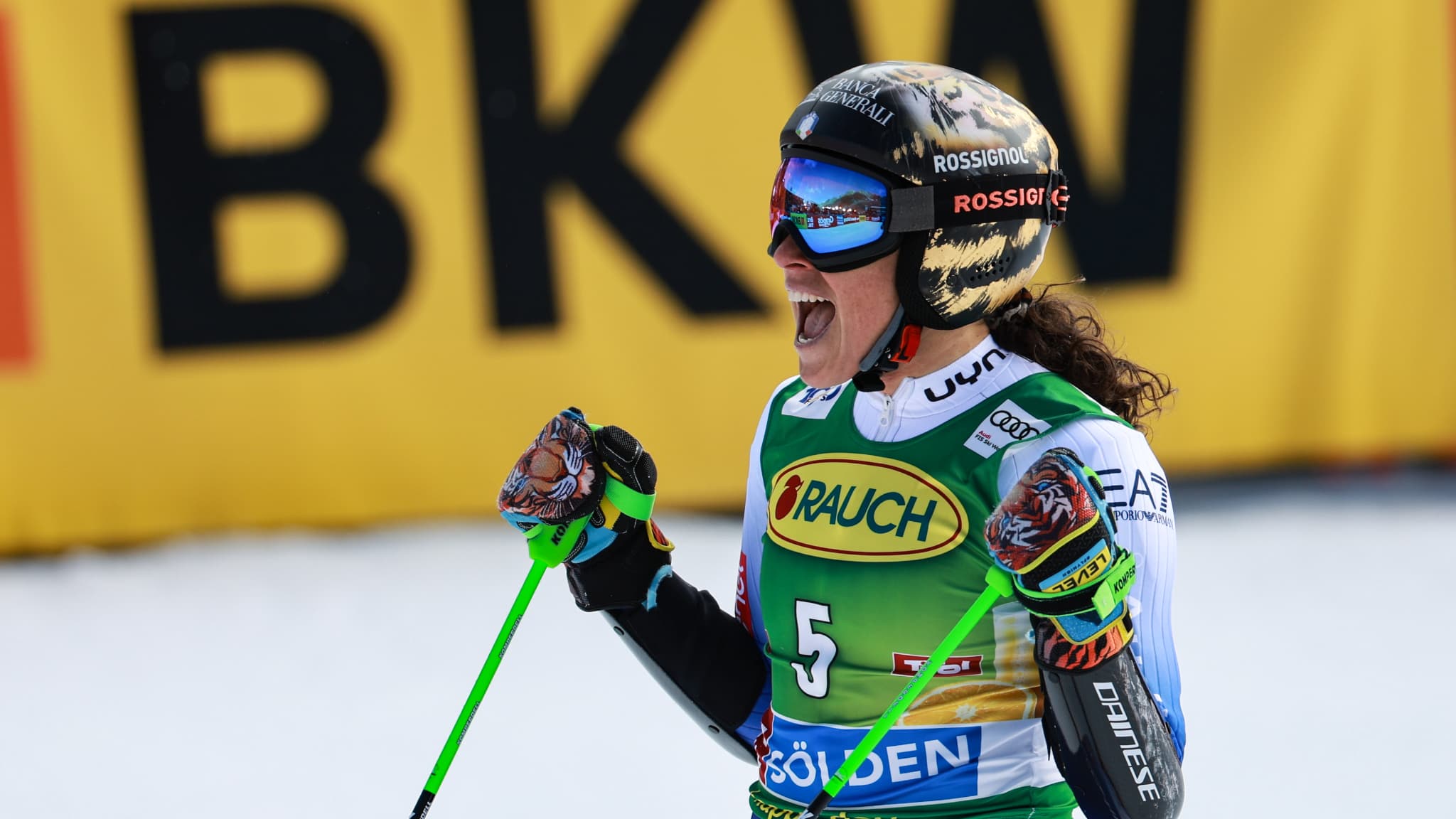 Ski alpin (Sölden): la célébration "poule" de Federica Brignone, qui ...