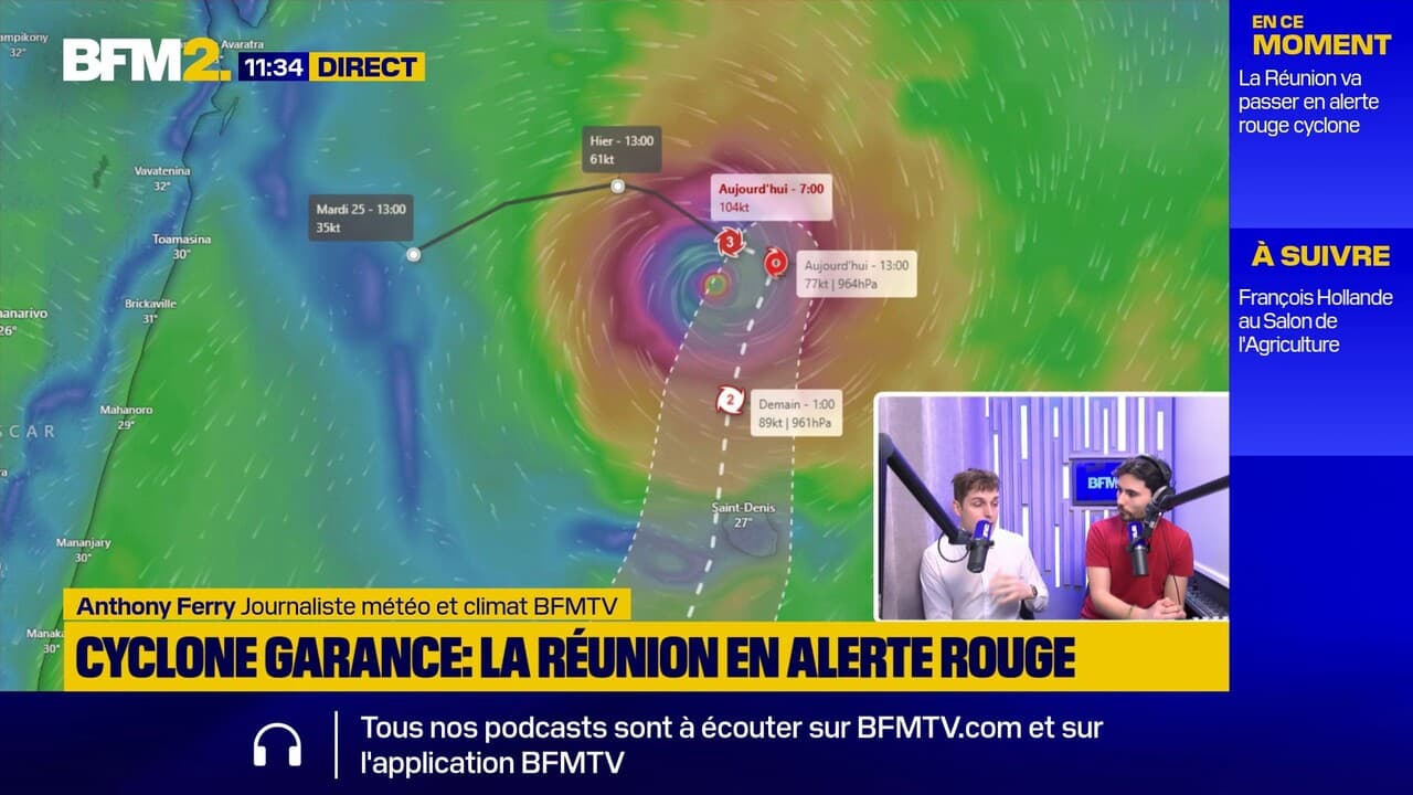 Cyclone Garance: La Réunion en alerte rouge cyclone ce jeudi après-midi