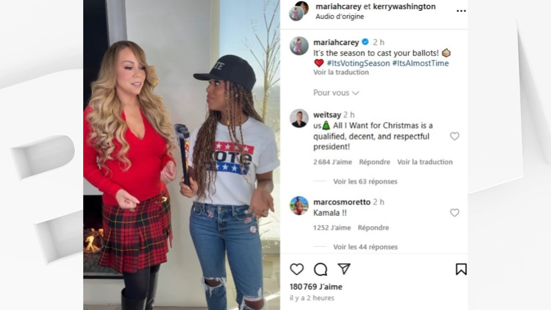 Présidentielle américaine: Mariah Carey et Kerry Washington appelent ...