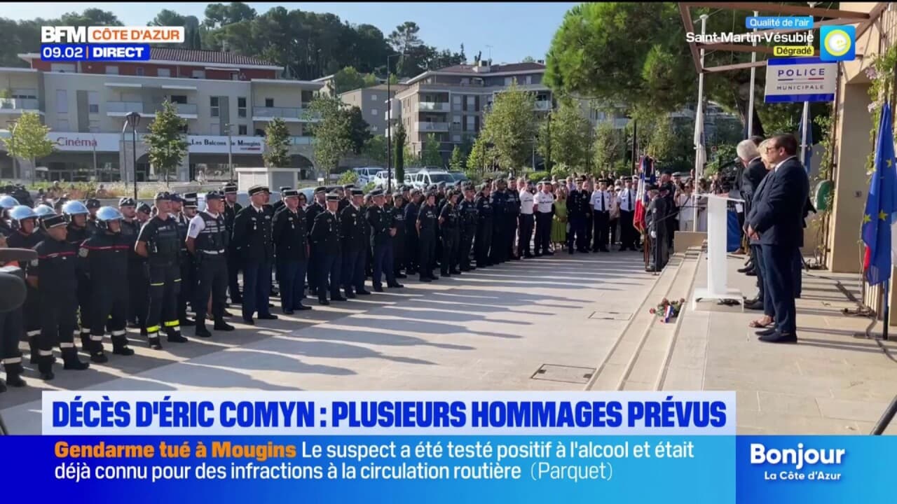 Mort d'Éric Comyn: l'hommage de la ville de Mougins au gendarme