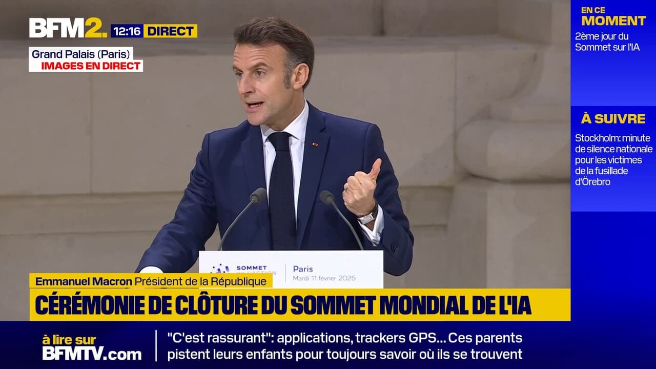 IA: "Il faut un accès juste et ouvert", affirme Emanuel Macron