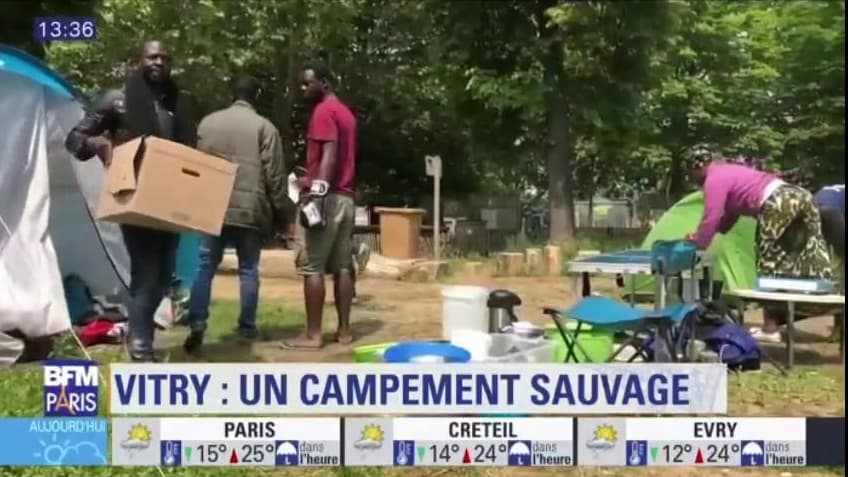 Des sinistrés d'un squat installés dans un campement sauvage à Vitry Des sinistrés d'un squat installés dans un campement sauvage à Vitry