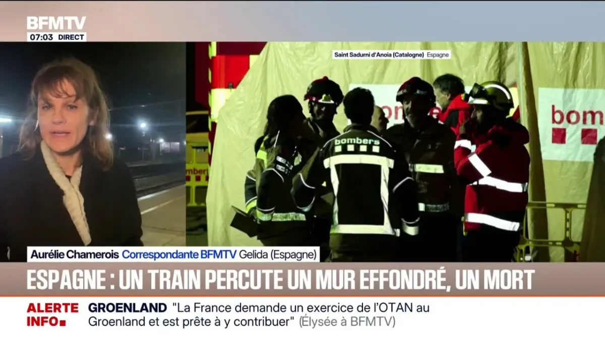 Dans la province de Barcelone, un train percute un mur effondré et ...