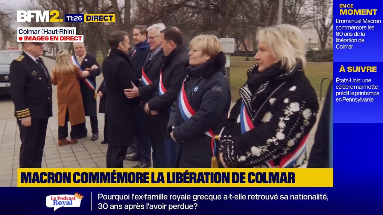 Emmanuel Macron arrive à Colmar pour commémorer les 80 ans de la ...