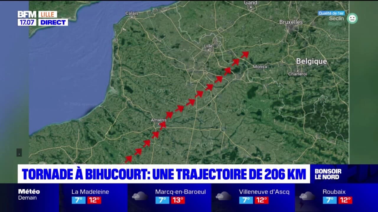 Tornade à Bihucourt: une trajectoire de 206km