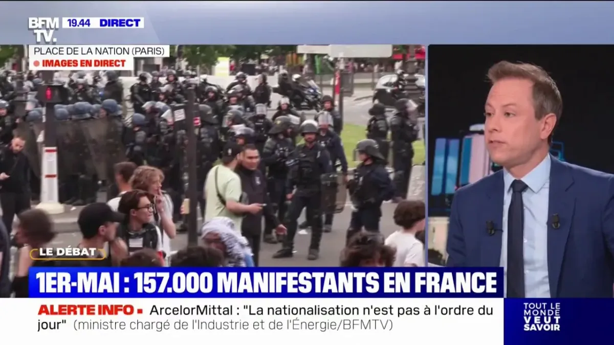 Rassemblements du 1er-mai: 157.000 manifestants en France, selon le ministère de l'Intérieur