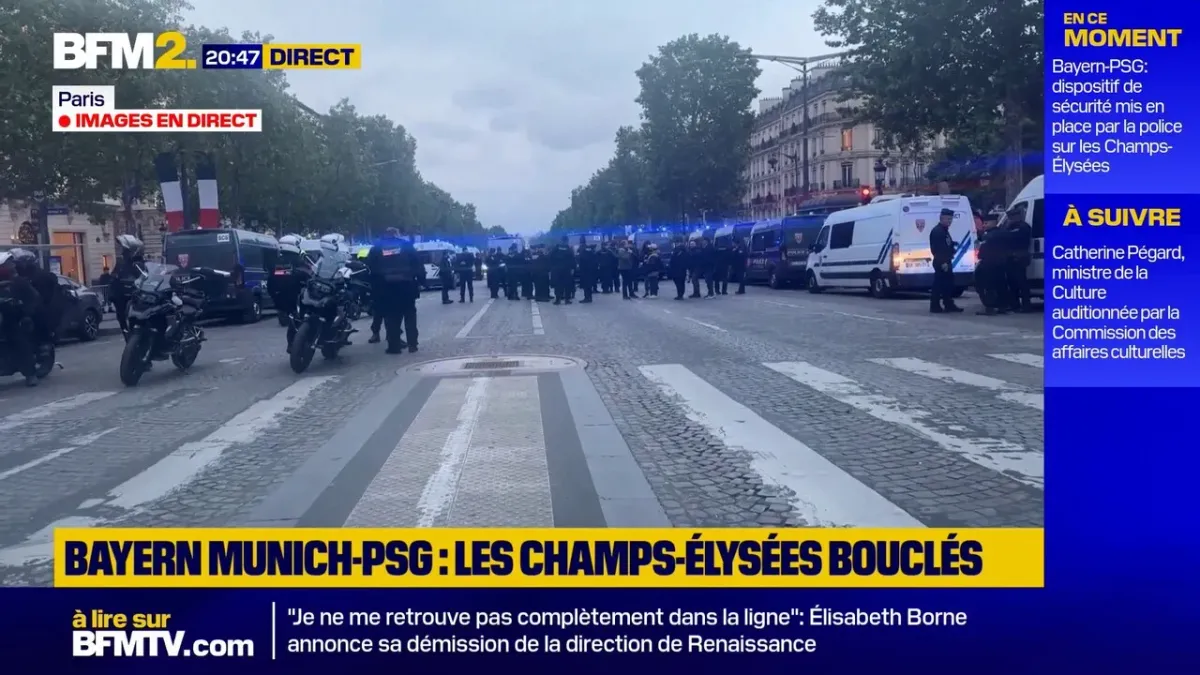 Les Champs-Élysées bouclés en raison du match Bayern Munich-PSG
