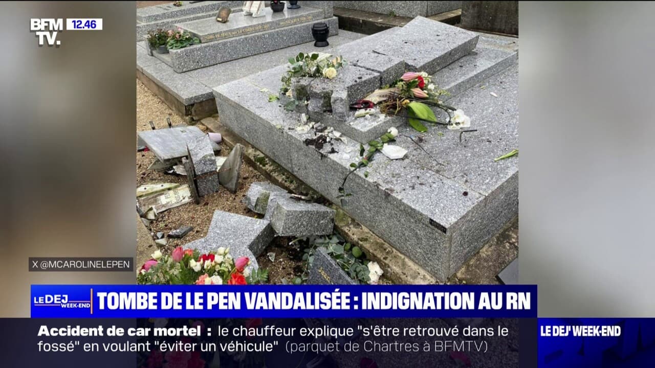 Tombe de Jean-Marie Le Pen vandalisée: le RN dénonce "un acte de ...