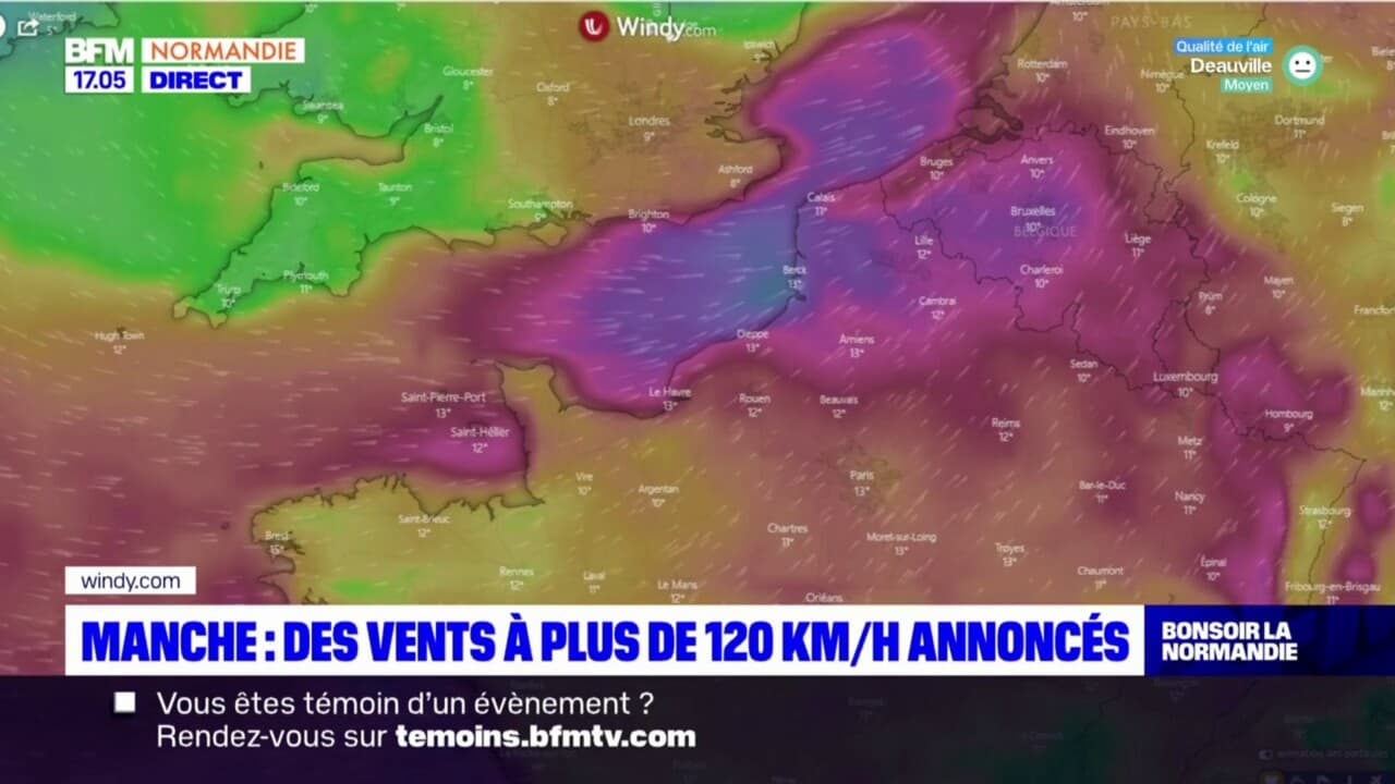 Manche: des rafales de vent allant jusqu'à 120km/h annoncées
