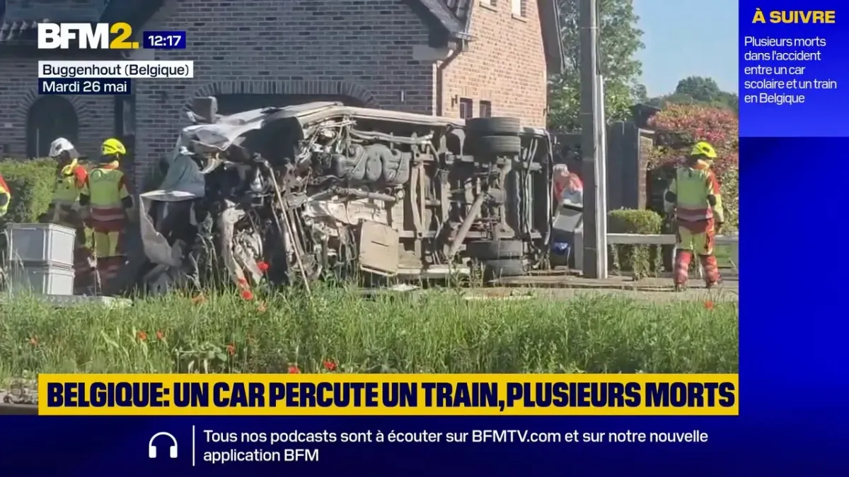 Un car scolaire percuté par un train en Belgique: quatre personnes ...