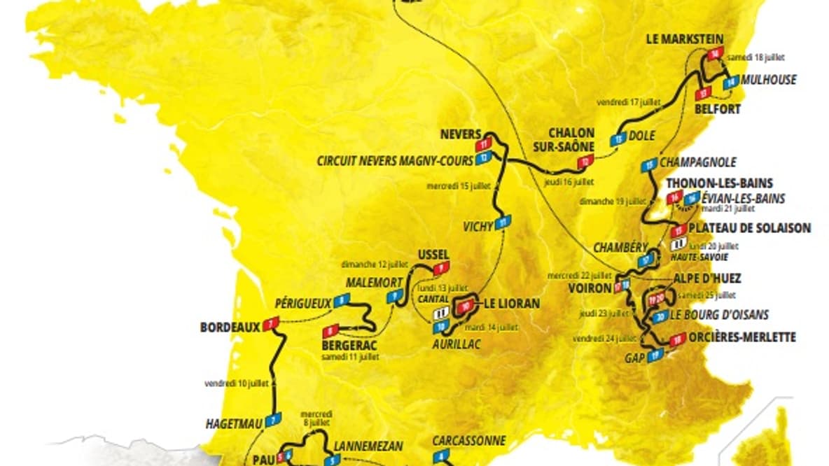 Carte. Tour de France 2026: départ de Barcelone, deux arrivées à l'Alpe ...