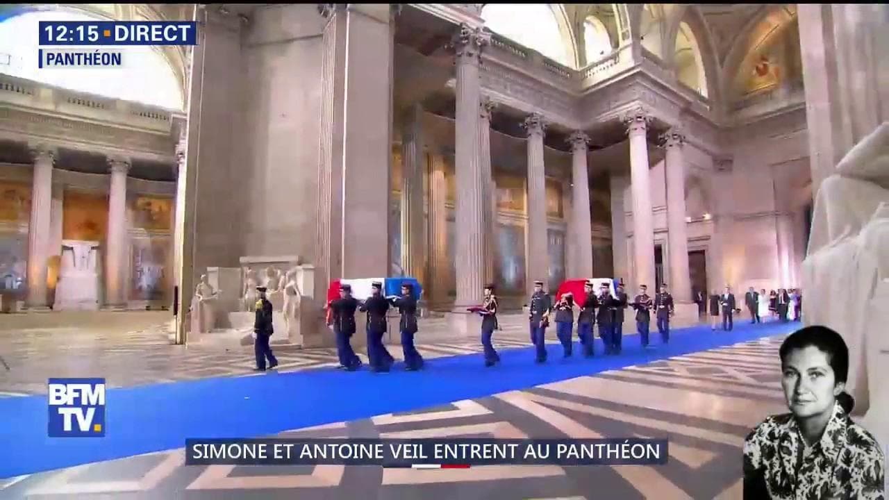 Simone et Antoine Veil entrent au Panthéon entourés de leur famille et ...